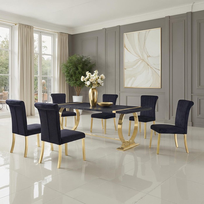 Furniture of America | Horley | 80" Dining Table, Gold Frame