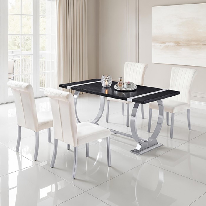 Furniture of America | Horley | 60" Dining Table, Silver Frame