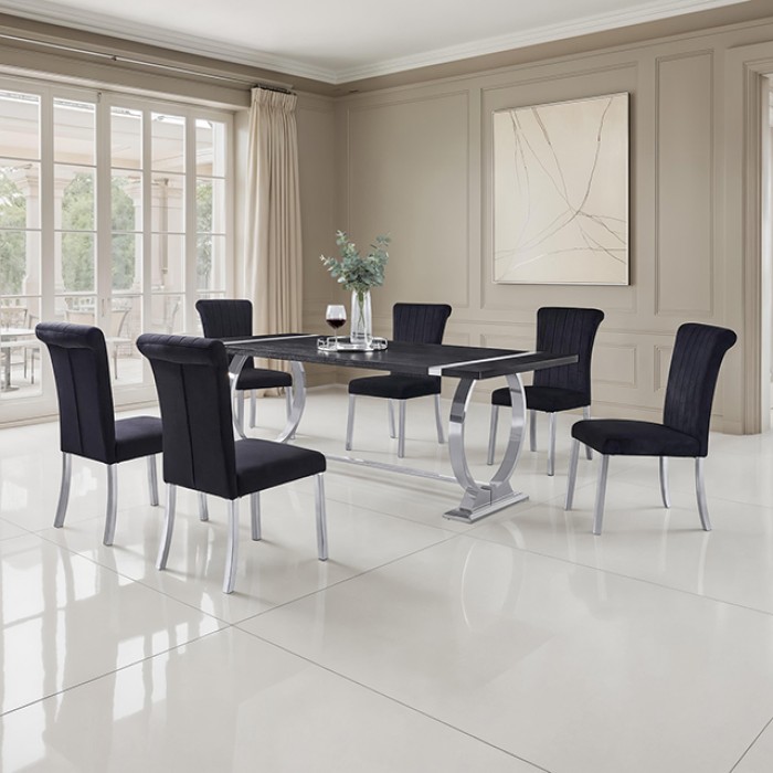Furniture of America | Horley | 80" Dining Table, Silver Frame